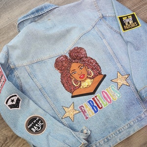 Patch Party Club, Custom "patched Up" Denim Jacket; Exclusive Design; 9 Patches Included; Sizes ...