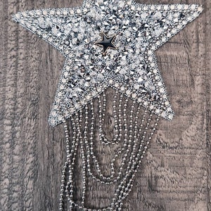 Exclusive, Silver 1-pc "star" Rhinestone Dangling Chain Patch, Size 3 ...