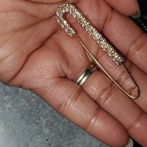 10-pc Set, GOLD Rhinestone Safety Pin Brooches for Clothing ...