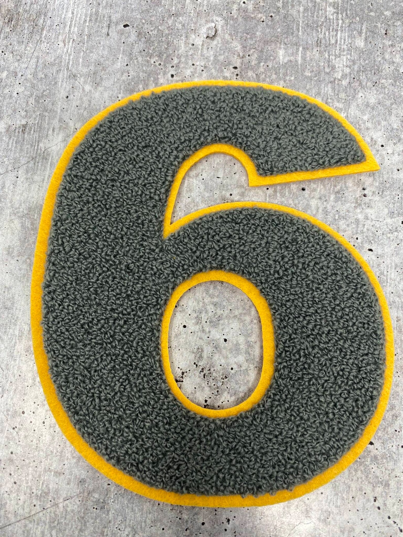 Numbers: 6" Large "gray/gold" Varsity Patches, Chenille W/felt Letters ...