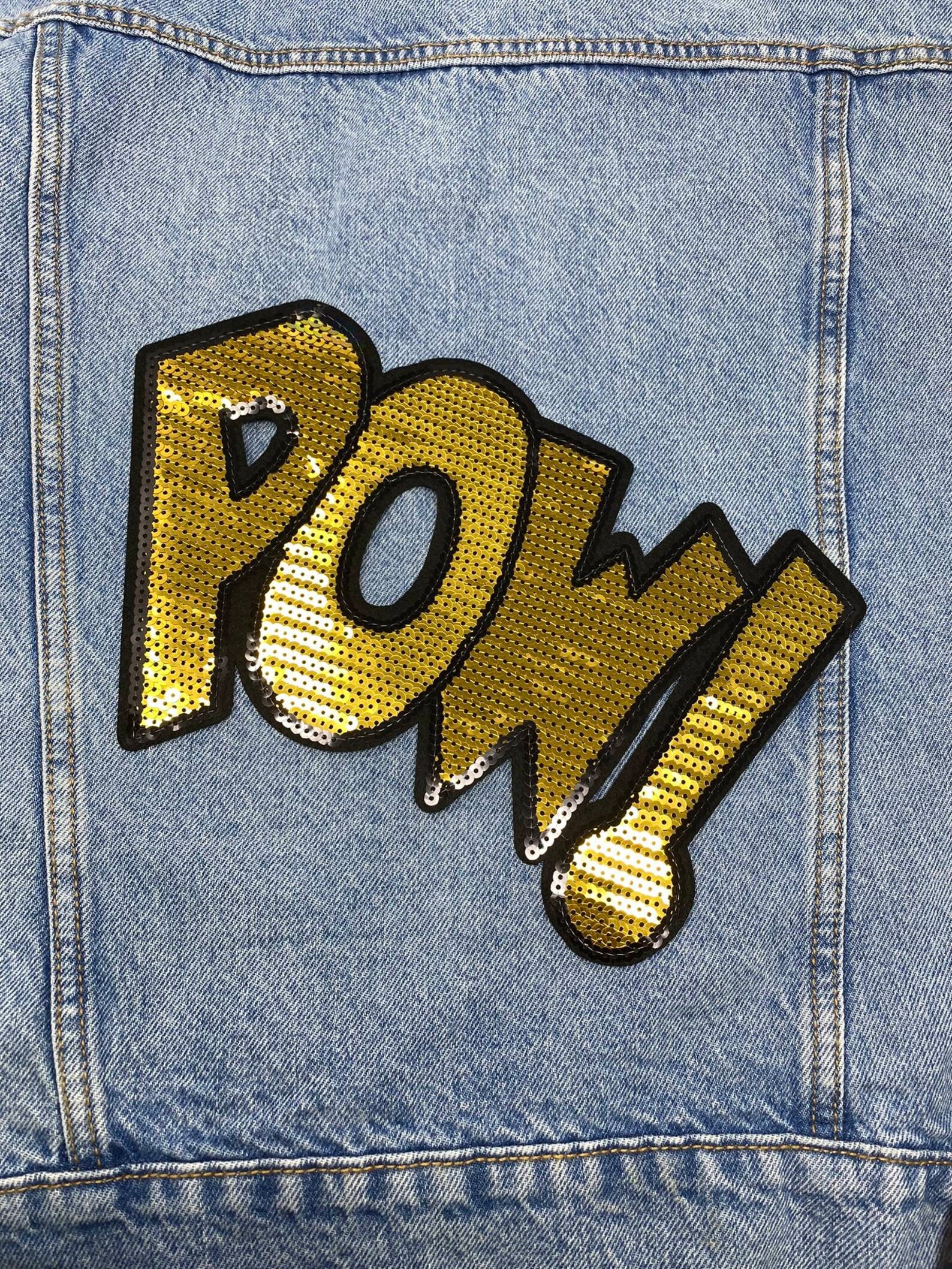 NEW Gold pow Sequins Sparkling Patch Large - Etsy