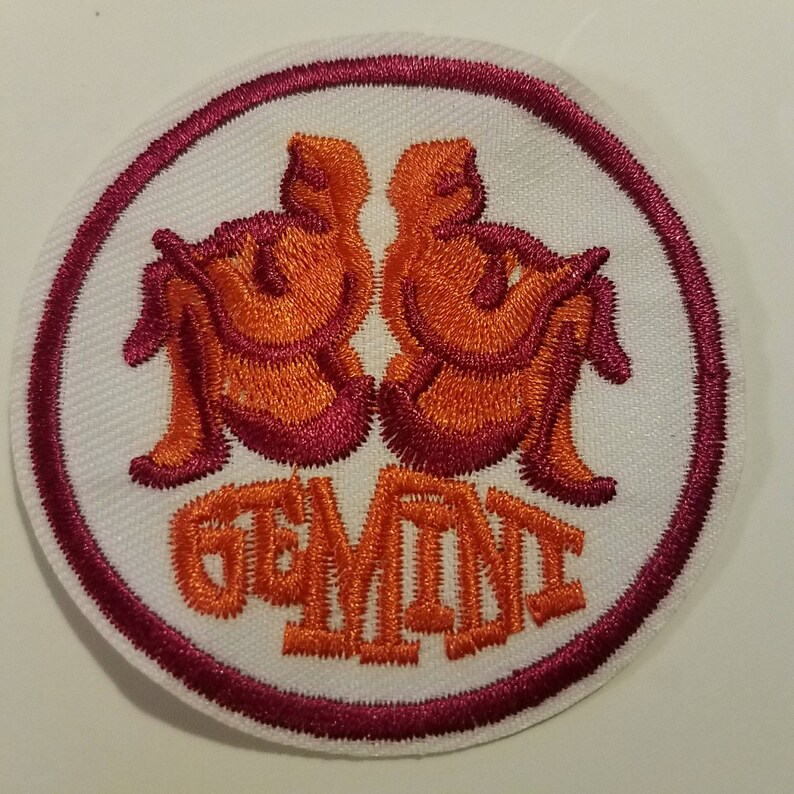 Fun Vintage Gemini Astrology Iron On Patch Etsy
