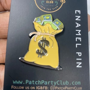 NEW "bag of Money" Check a Bag Enamel Pin, Fun Lapel for Jackets, and ...