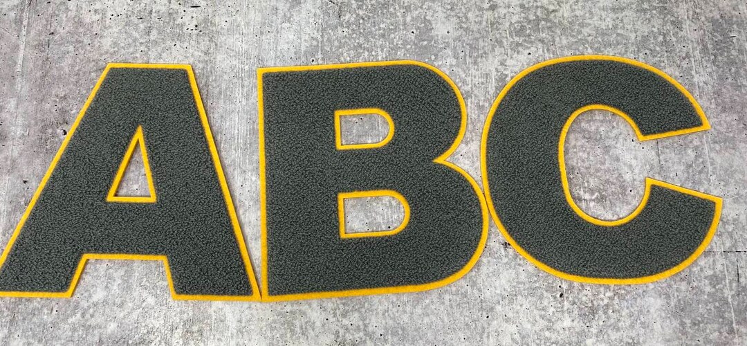 Large 6" Varsity Letter, Gray/gold,chenille & W/felt Letters, 1-pc ...