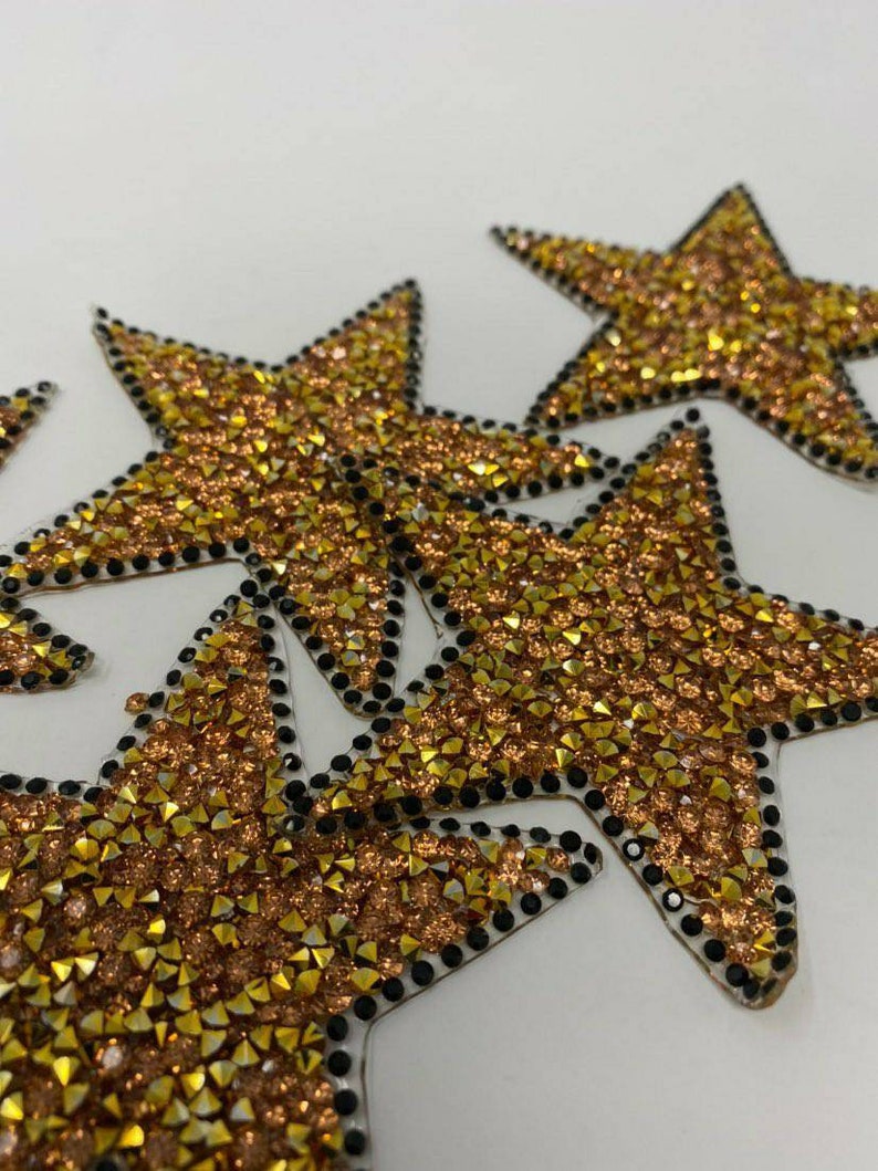 Exclusive Gold Rhinestone star Bling Patch Size | Etsy