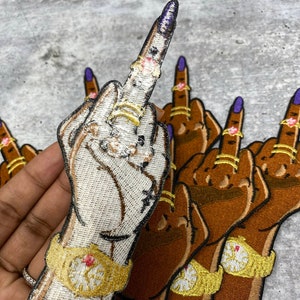 Exclusive, "middle Fingers Up"(1-pc), Gold Watch & Rings, Iron-on ...