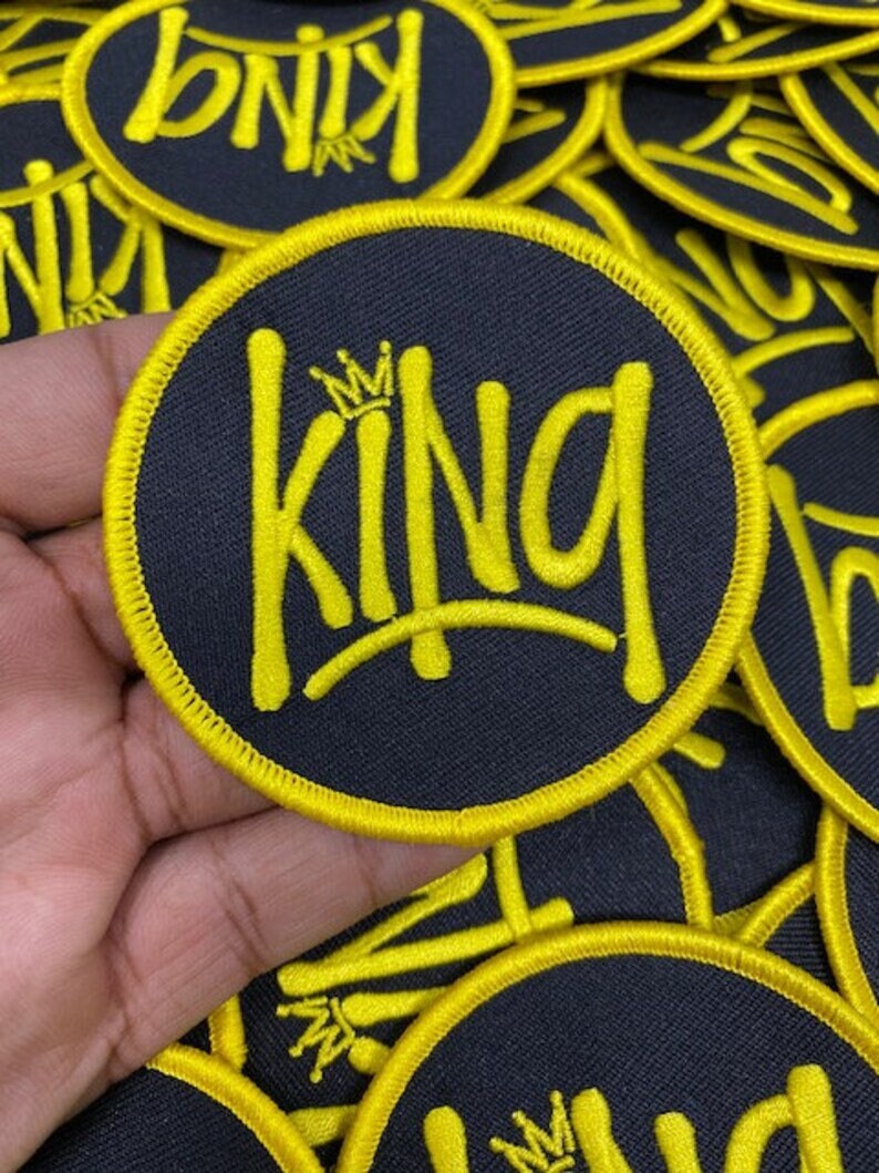 Pro Black "king" Popular Patch, 4-inch Circular Iron-on Embroidered ...