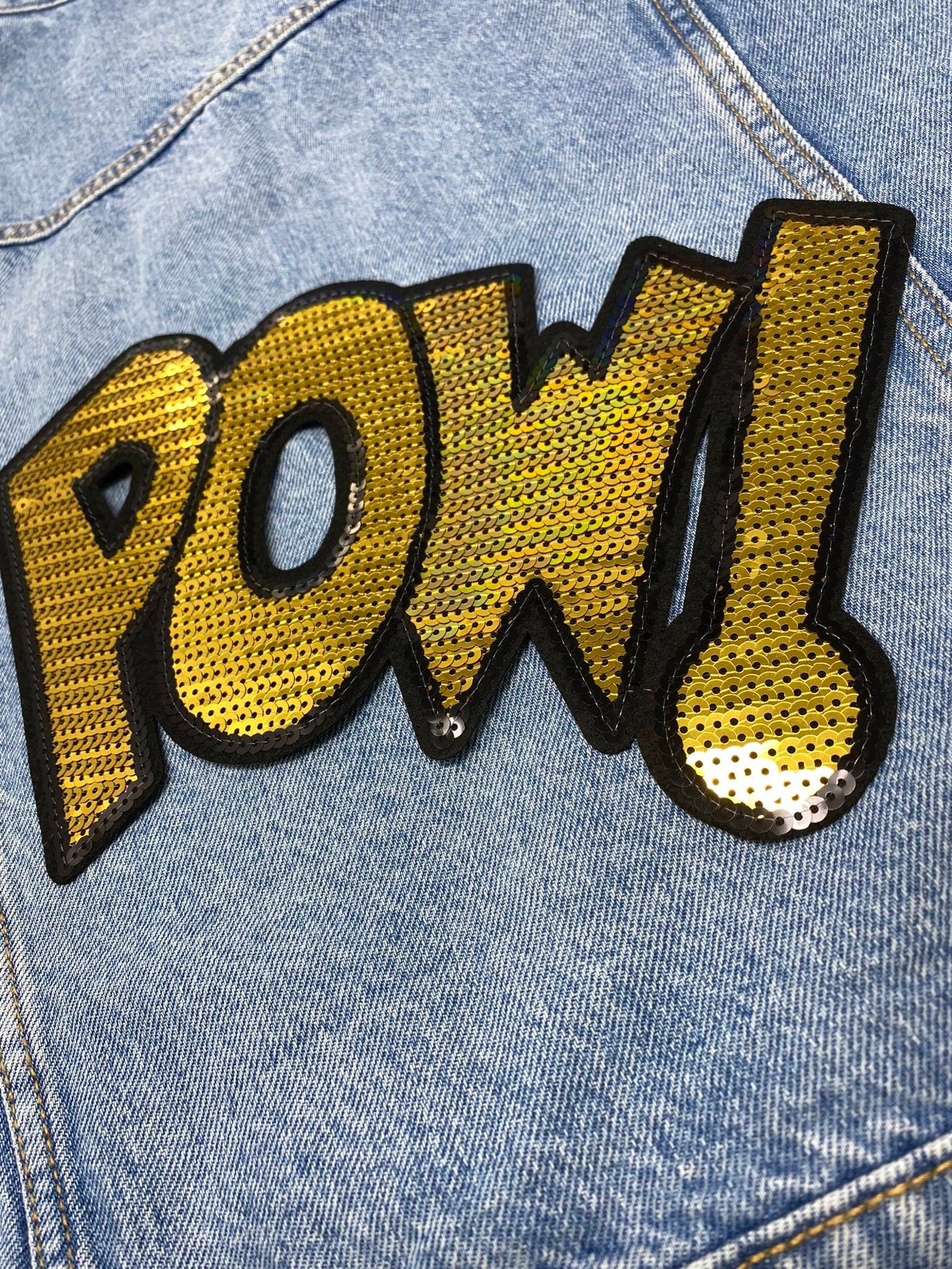 NEW Gold pow Sequins Sparkling Patch Large - Etsy