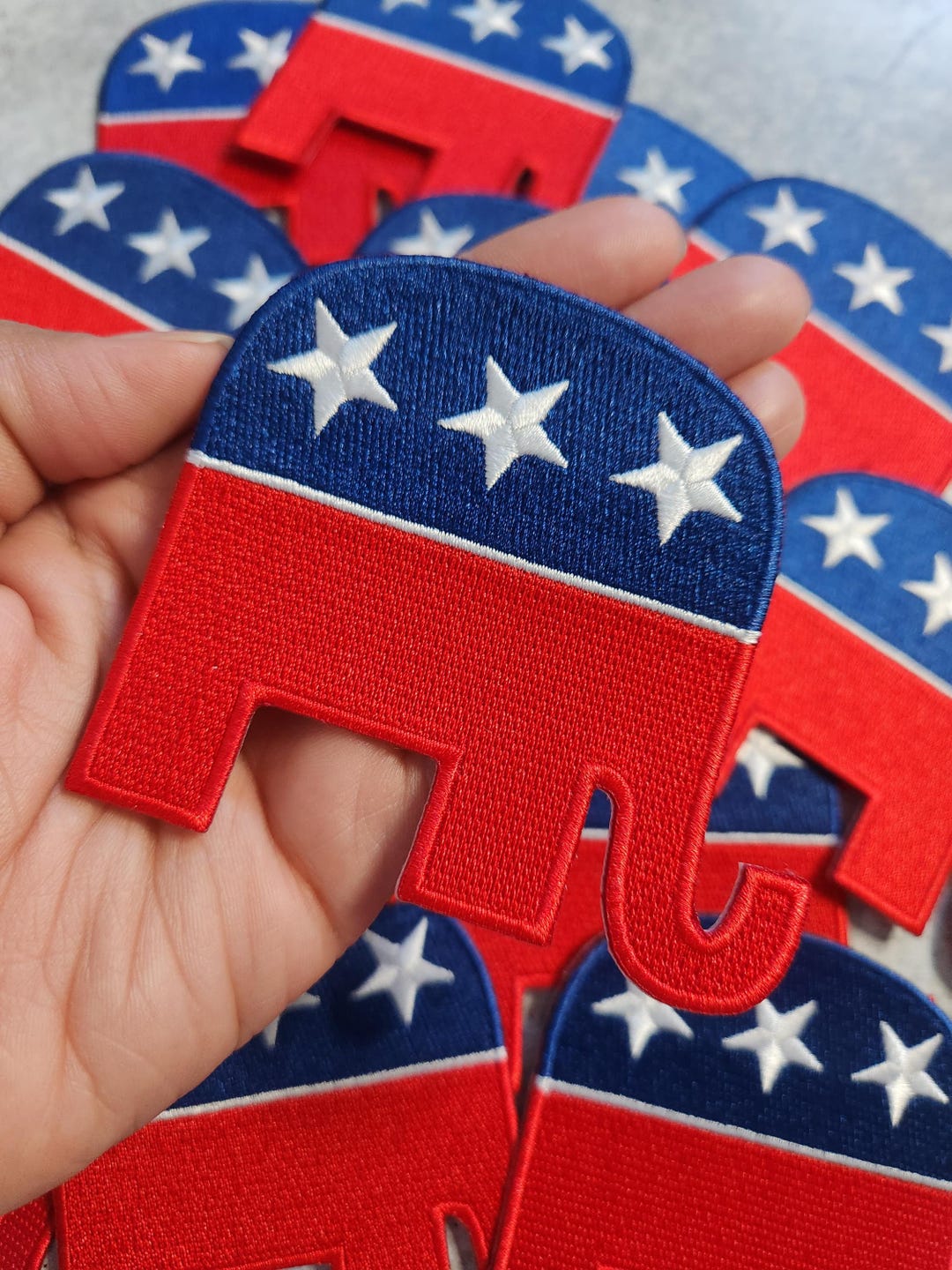 Patch Party Club, (1-pc) Republican Elephant, 3.5" Iron on Embroidered ...