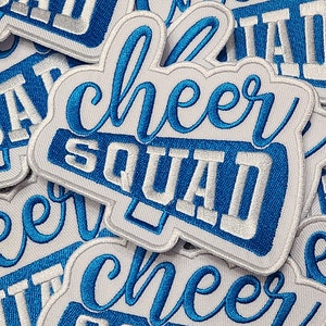 Patch Party Club, Blue + White "cheer Squad" Cheerleading Patch, Iron ...