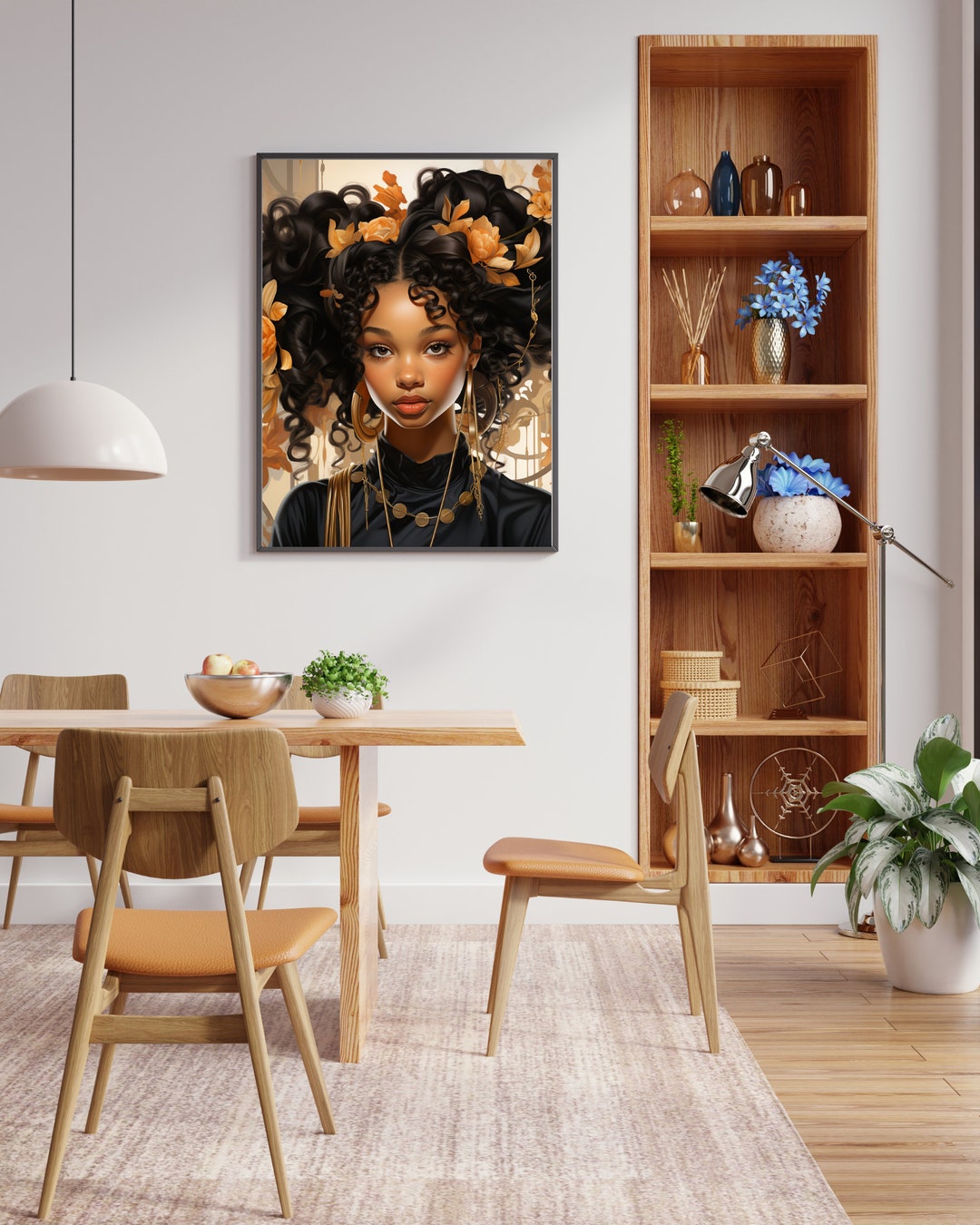 Downloadable: Pretty "flower Curls" Afrocentric Art, Digital Art ...