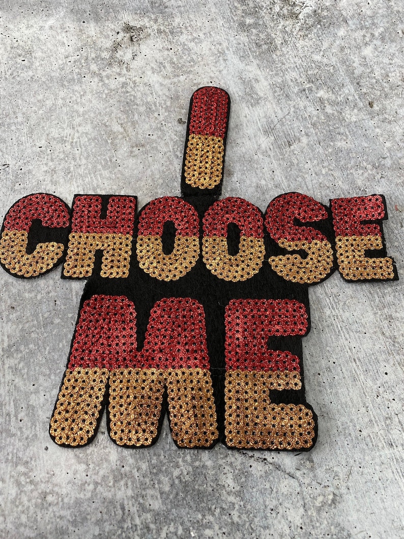 New, SEQUIN "i Choose Me" 8" Patch, Iron-on/sew-on, Exclusive Applique ...