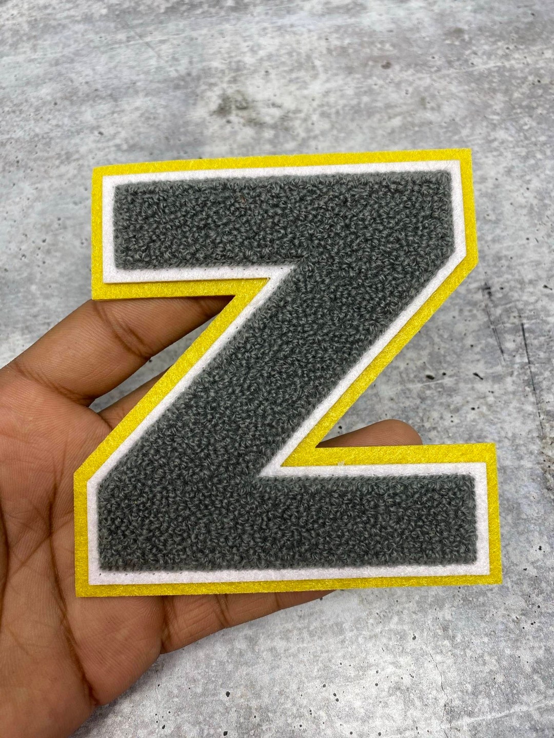 Varsity Patches, Gray Chenille/gold & White Felt, Chenille Felt Letters ...