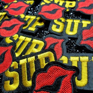Cool 2pc/set, Gold and Red "sup" With Lip, DIY Patches, Embroidered ...