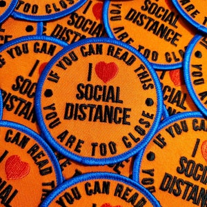 NEW Arrival, "i Love Social Distance" Patches for Masks, Colorful Iron ...