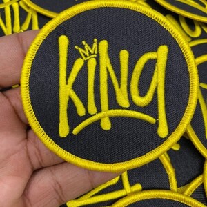 Pro Black "king" Popular Patch, 4-inch Circular Iron-on Embroidered ...