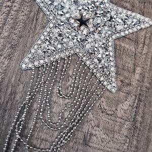 Exclusive, Silver 1-pc "star" Rhinestone Dangling Chain Patch, Size 3 ...