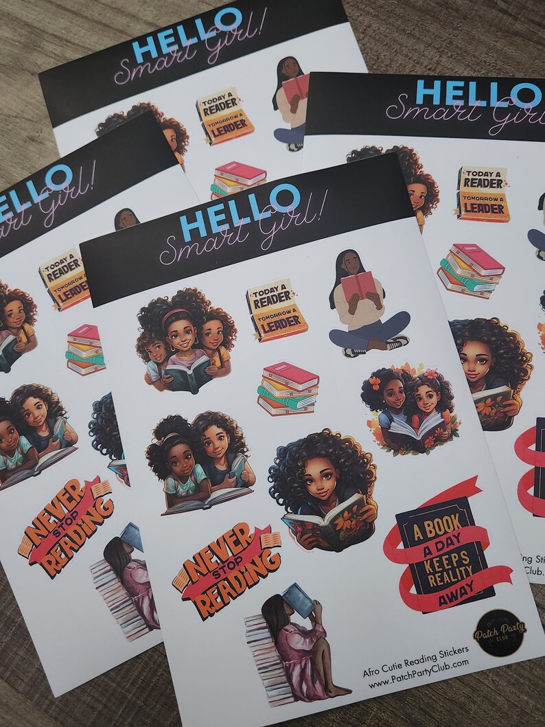 Black Girl Reading "hello Smart Girl" Reading Planner Stickers, Sticker ...