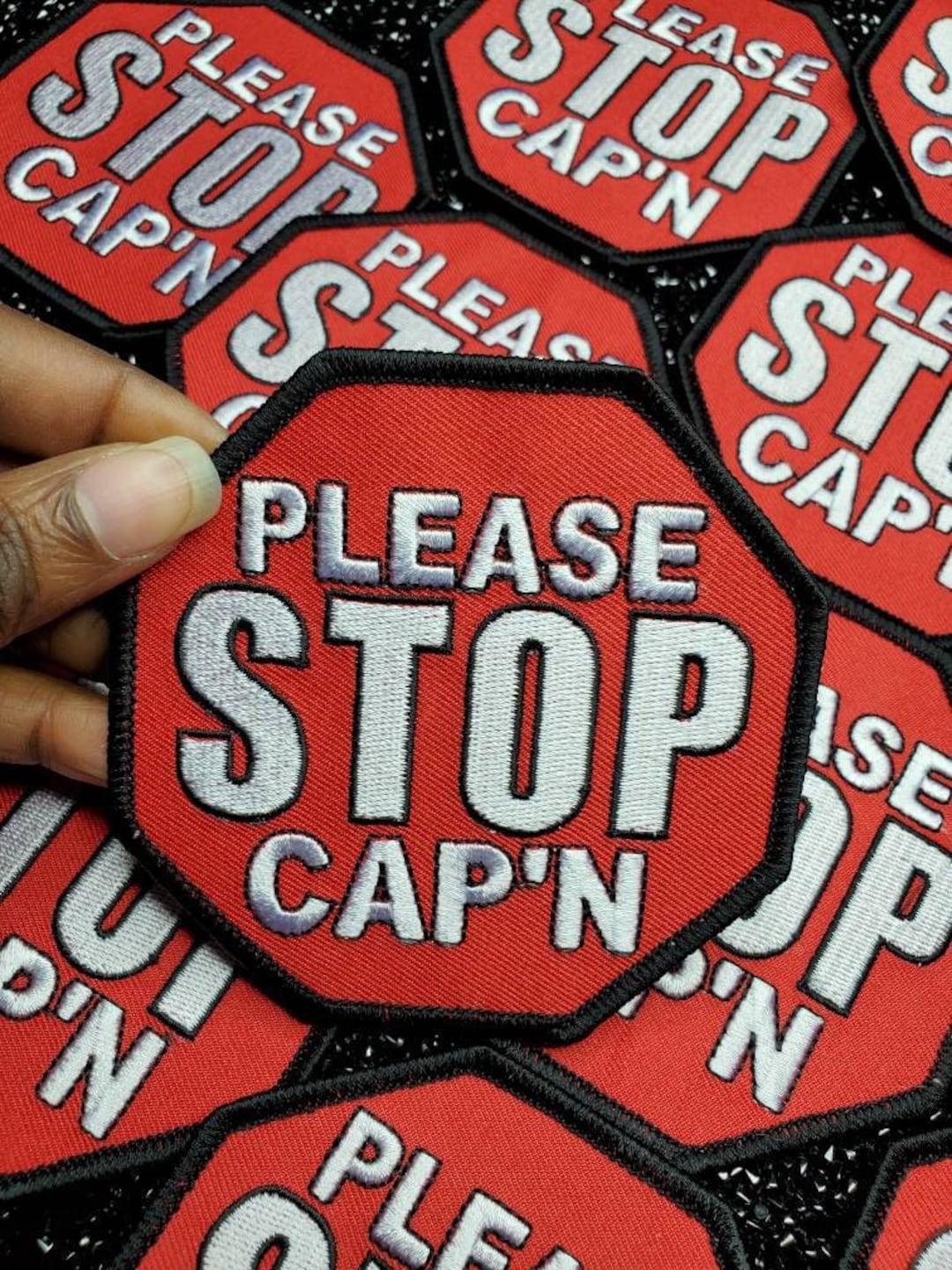 Fun Statement Patch "please Stop Cap'n" Iron-on Embroidered Patch, Stop ...