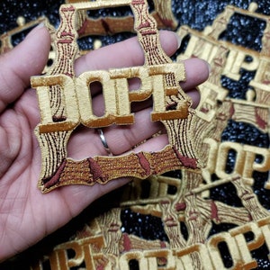 Gold Bamboo Earring 1-pc |"dope" Patch, Door Knocker Earrings | Iron-on ...
