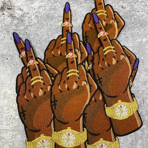 Exclusive, "middle Fingers Up"(1-pc), Gold Watch & Rings, Iron-on ...
