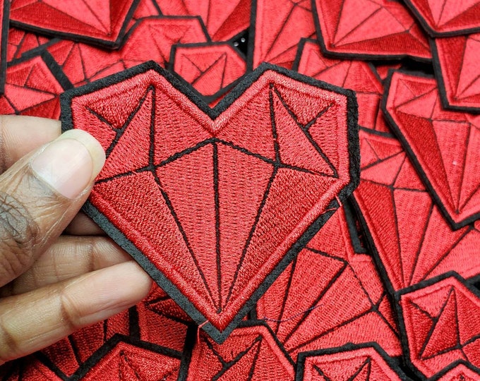 Dope, 2-pc Set, Red Heart Shaped Diamonds, 2-inch Patch, Iron or Sew on ...