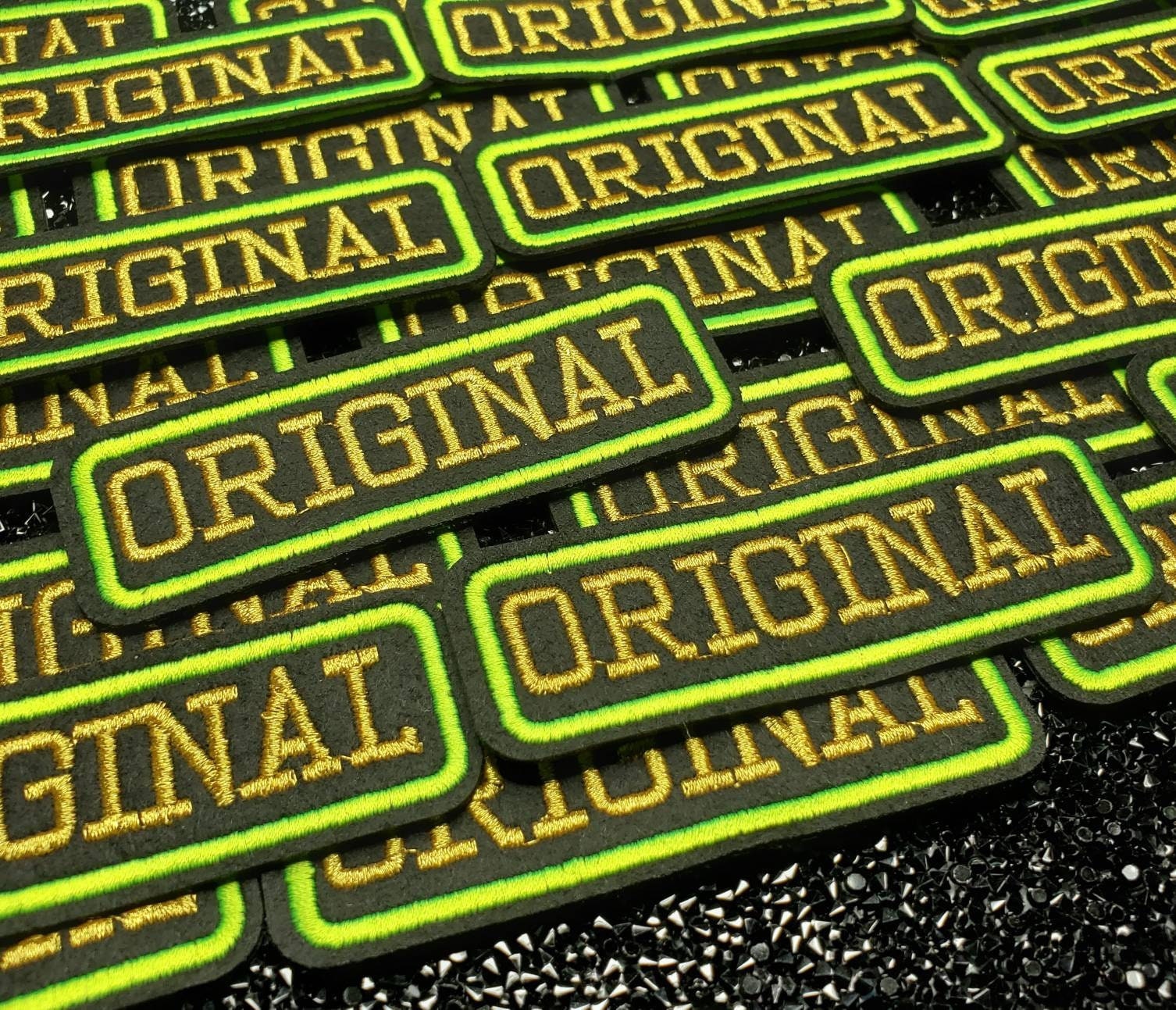 Neon Green and Metallic Gold,"original" Vintage Patch, DIY, Embroidered ...