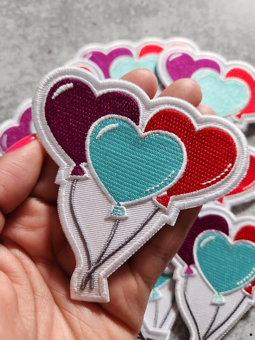 Patch Party Club, (1-pc)whimsical "heart Balloons" Embroidered Iron-on ...