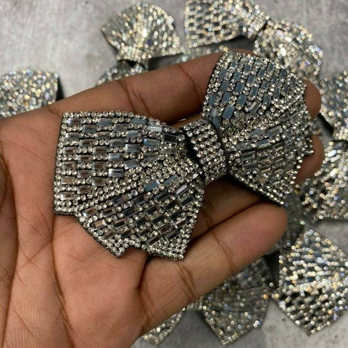 2 Pcs Blinged Bow-tie Tufted Patch With Felt Back - Etsy