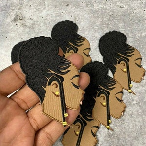 New, "braided Beauty" Afrocentric-diva Patch, 3.5" Iron-on Embroidered ...