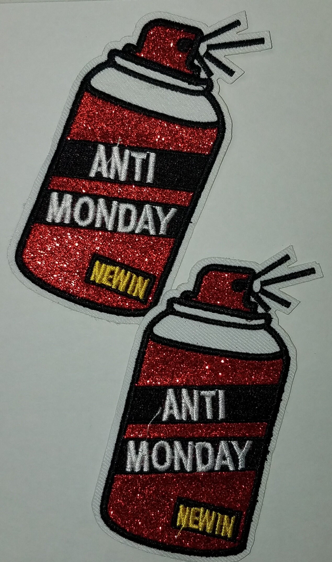 Cool 2pc/set Red Metallic ANTI-MONDAY patches DIY | Etsy