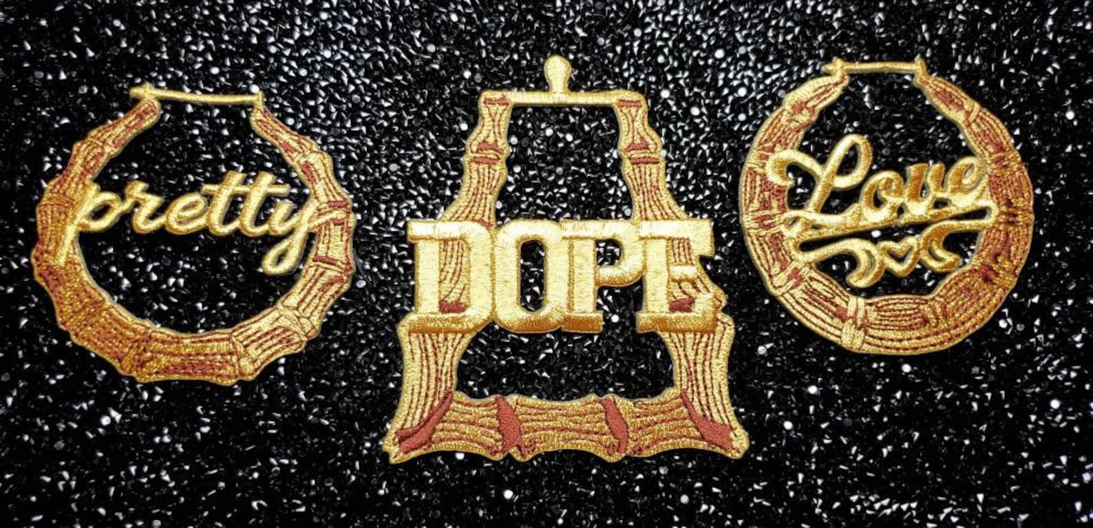 2-pc Gold Bamboo Earring Patch Set | Bamboo Collection | Iron-on ...