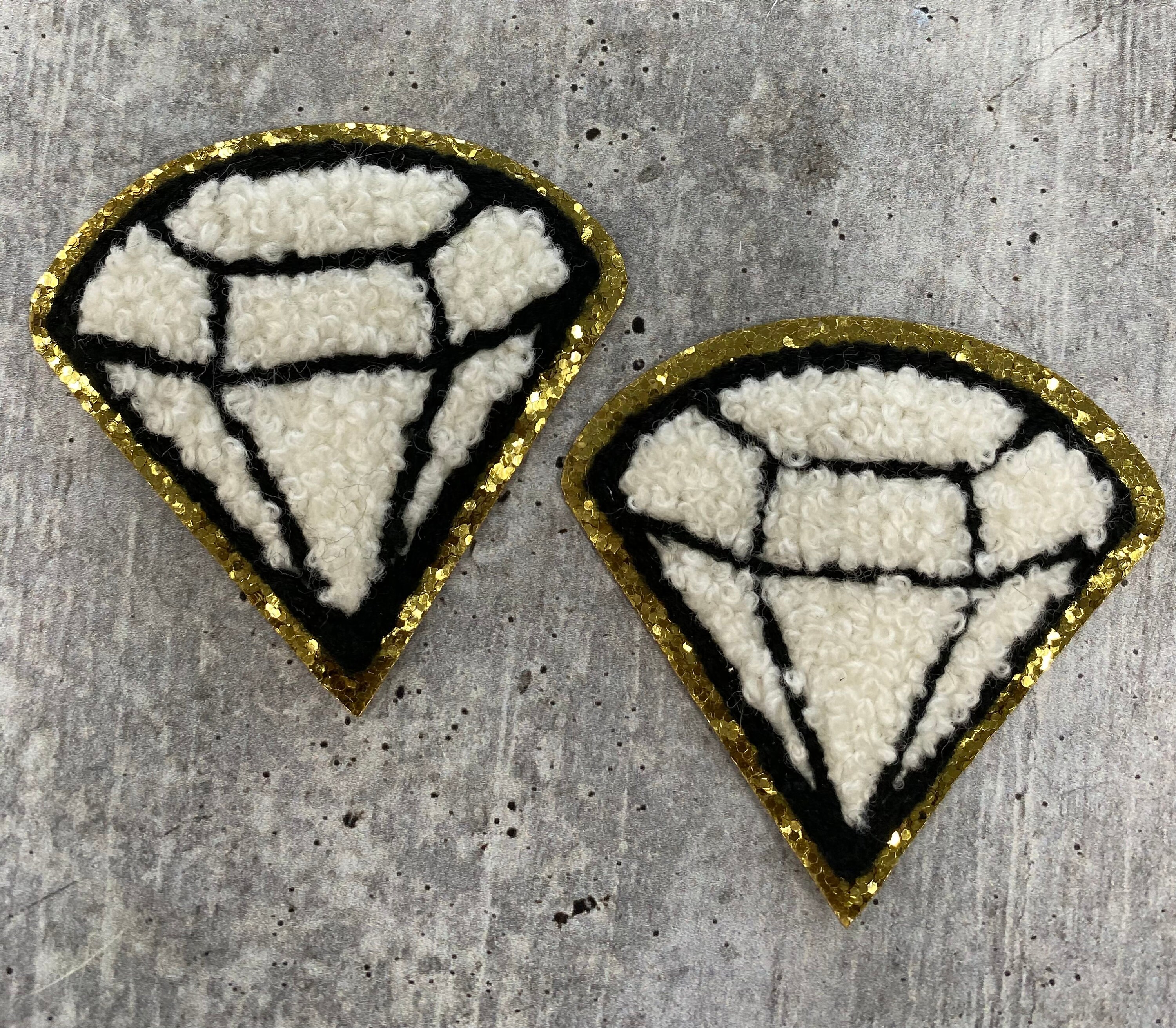 New: White, Chenille 1-pc “diamond" W/gold Glitter, Size 2.5", Love ...