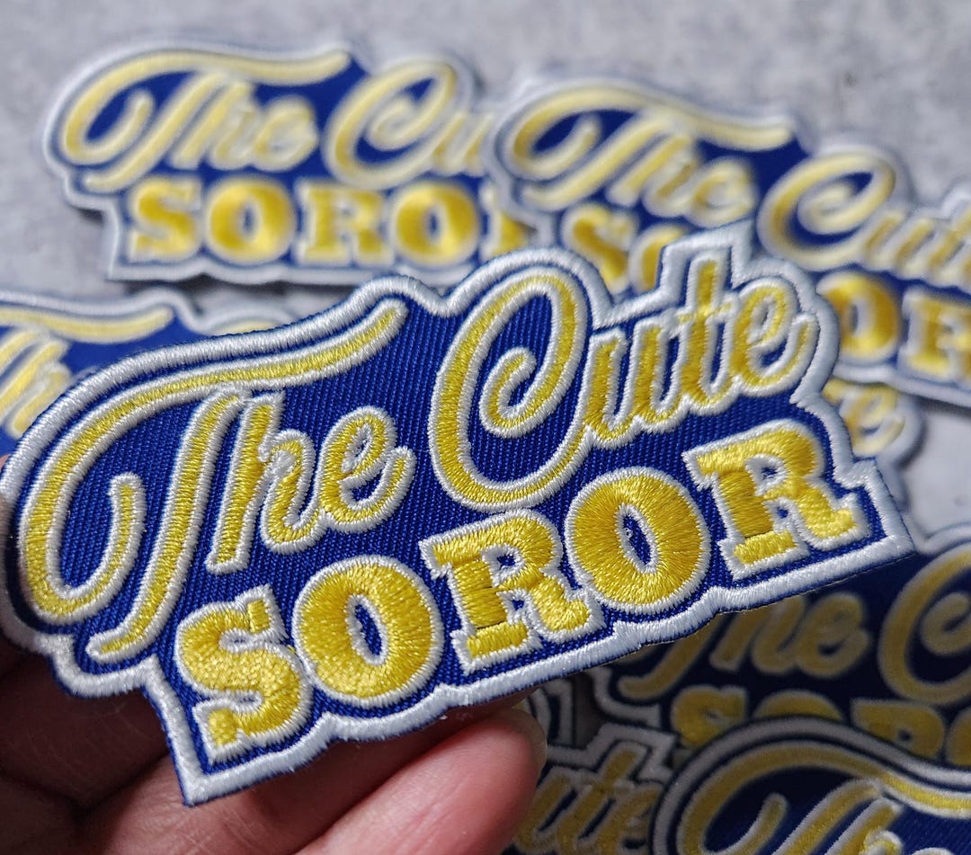 Patch Party Club, "the Cute Soror" (BLUE & GOLD) (1-pc) 4" Iron-on Embroidered Patch, Trucker ...