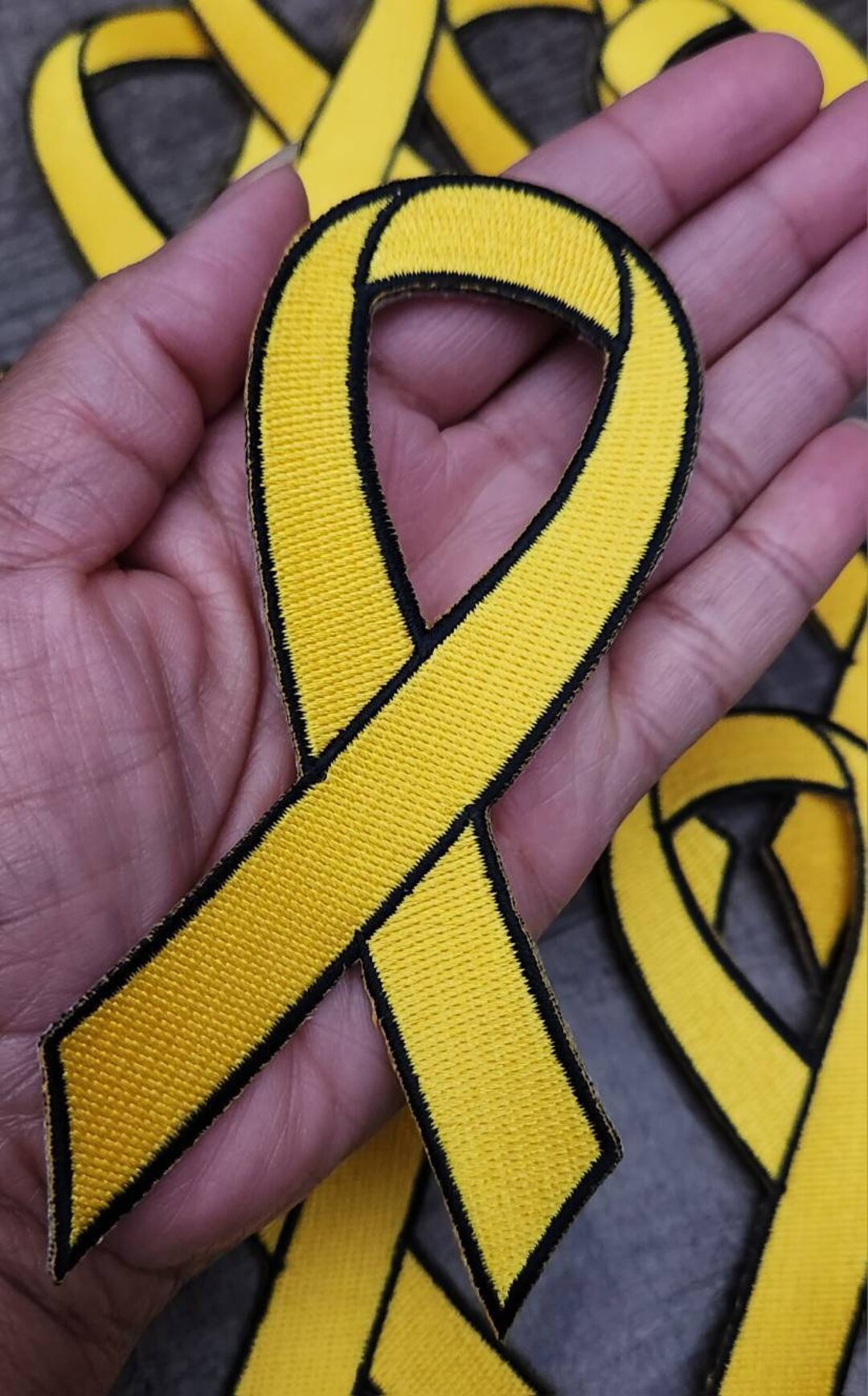 Childhood Cancer "yellow" Ribbon Patch, Size 5" Embroidered (1 Pc) Iron ...