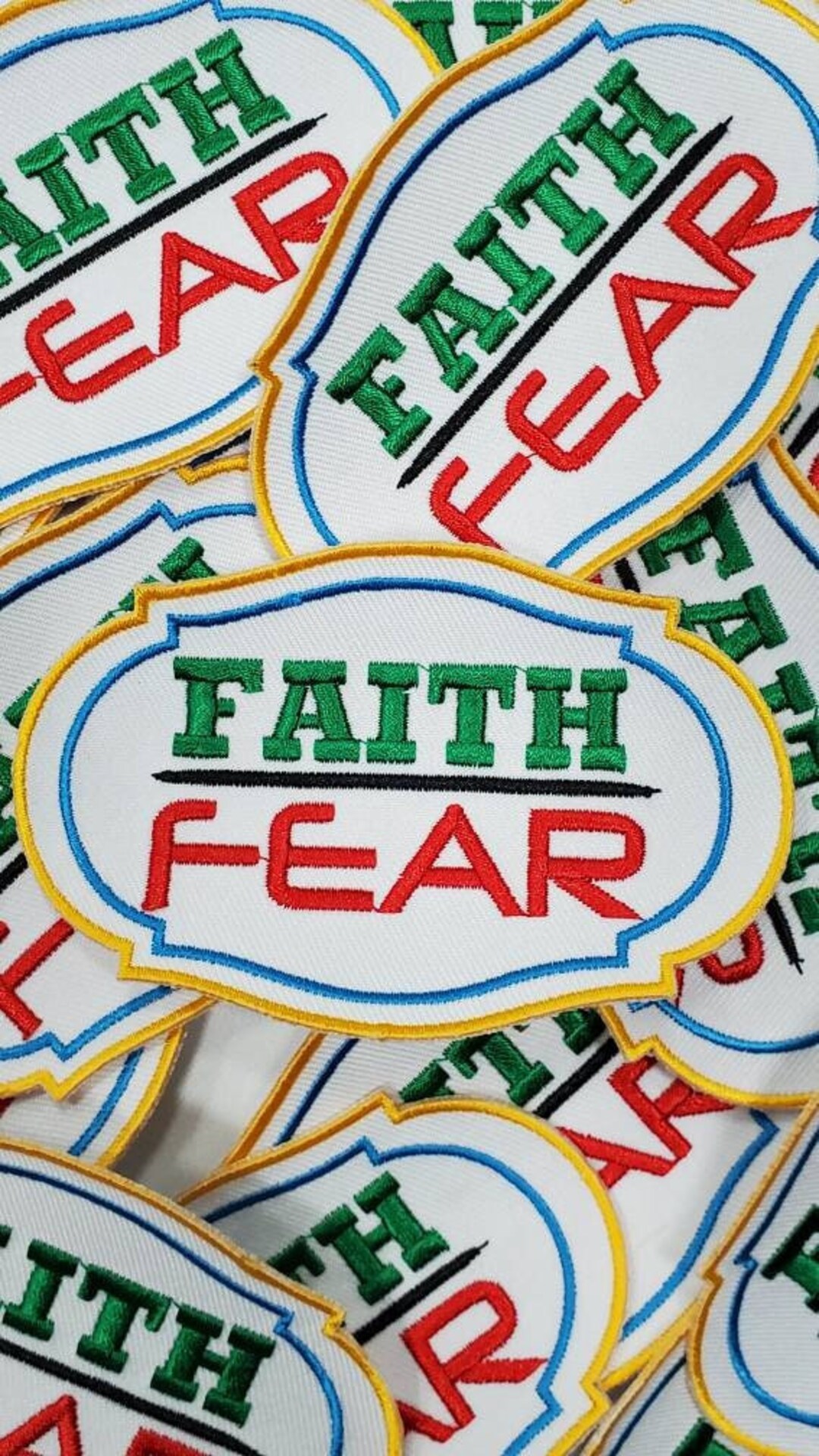 Inspirational Badge, faith Over Fear Iron or Sew on Embroidered Patch ...
