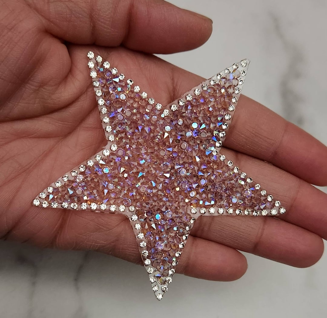 New, LIGHT Pink AB Rhinestone "star" Bling Patch, Size 3", Cool ...
