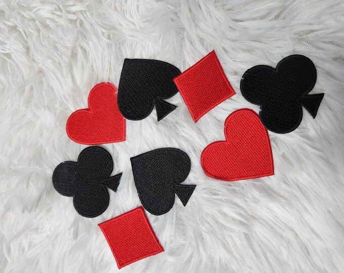 8-pc SET, Playing Card Symbol Patches, Size 2", Iron-on Applique, 2 ...