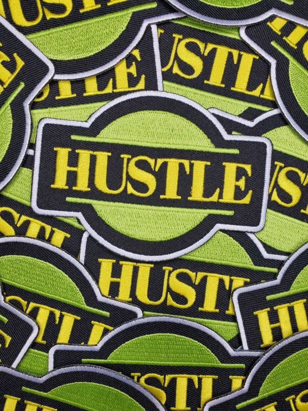 NEW, Exclusive, "hustle" Badge, Size 4" Iron-on Embroidered Patch ...