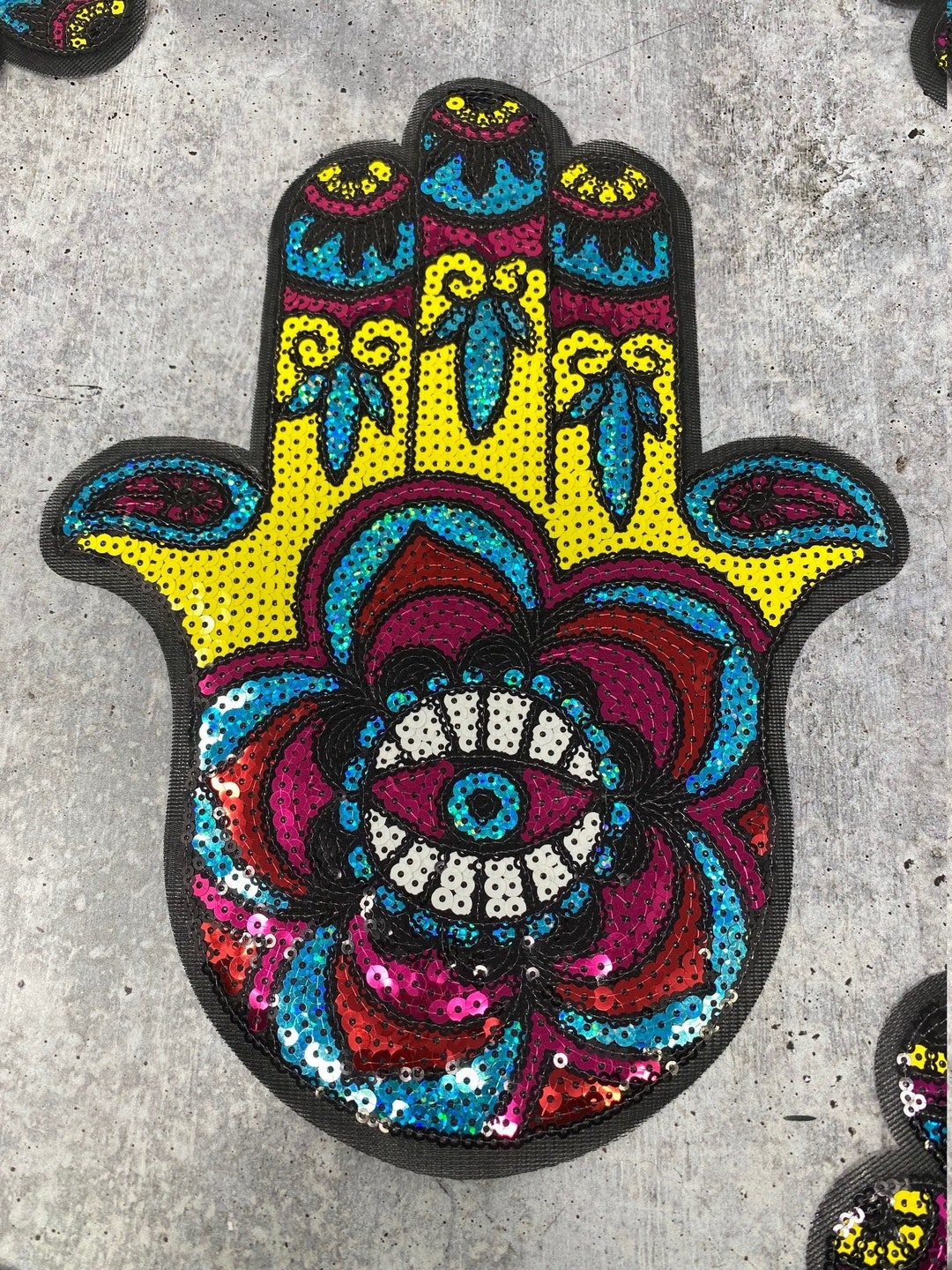 New Arrival, "hamsa Eye Patch," Xlarge Sequins Iron-on Patch, Colorful ...