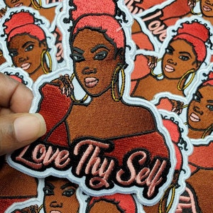 Feminist, Iron-on Patch "love Thyself" Size 4" Embroidery Patch; Empowerment Badge; Patch for ...