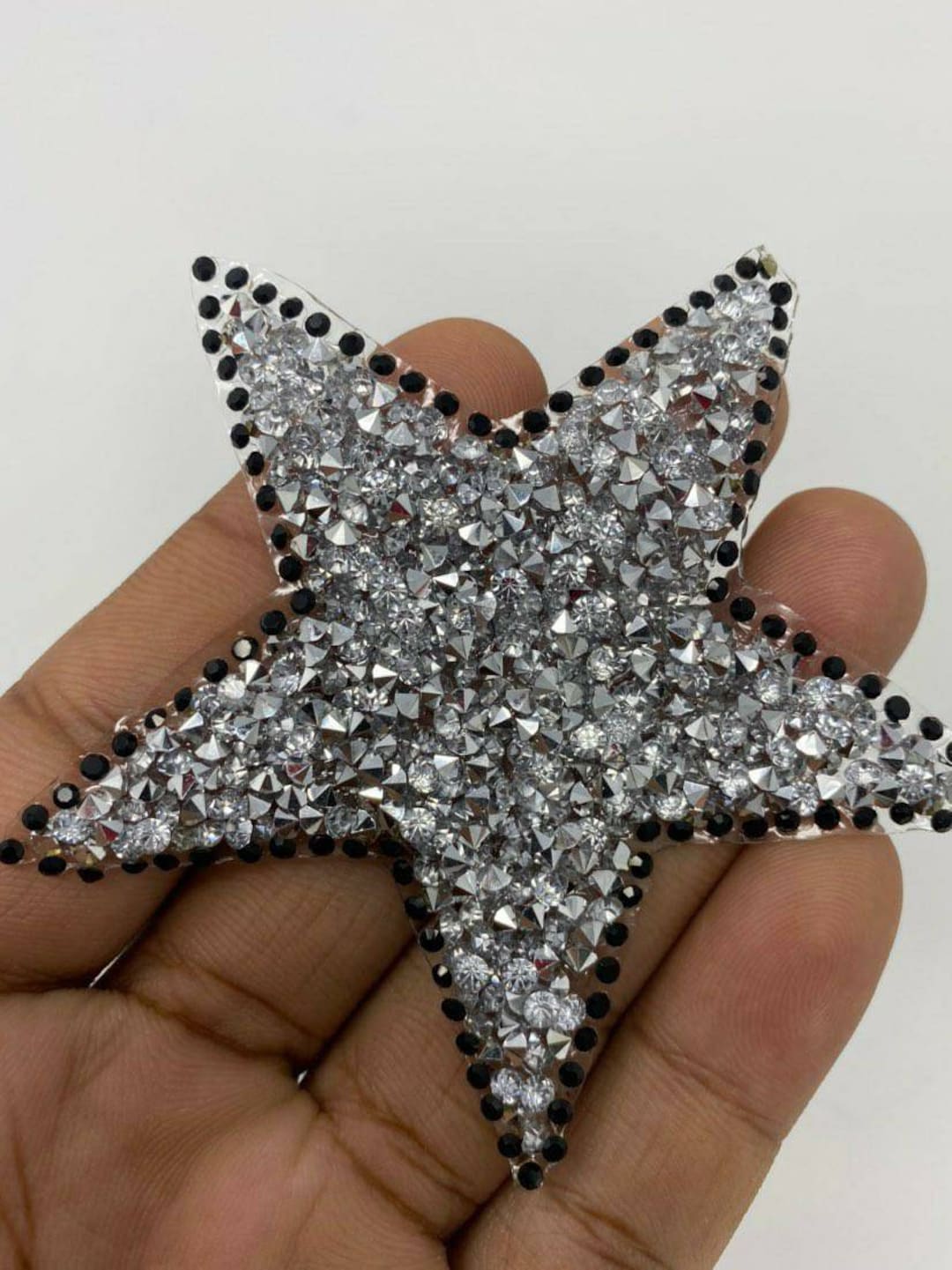 Exclusive, SILVER Rhinestone "star" Bling Patch, Size 3", Cool Applique ...