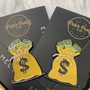 NEW "bag of Money" Check a Bag Enamel Pin, Fun Lapel for Jackets, and ...