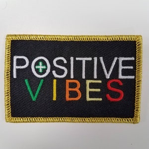 Motivational Emblem "positive Vibes" Colorful Patch With Metallic Gold ...