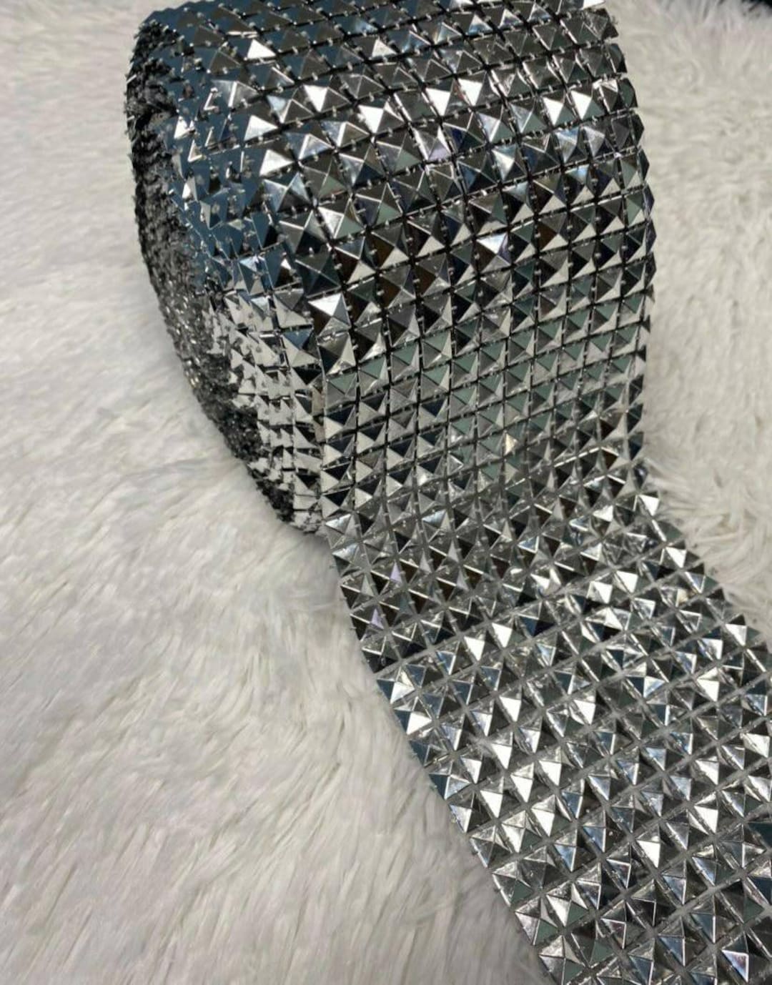 1-yard, DIY "pyramid" Studded Mesh, Flatback Rivets, Sew, or Glue On ...