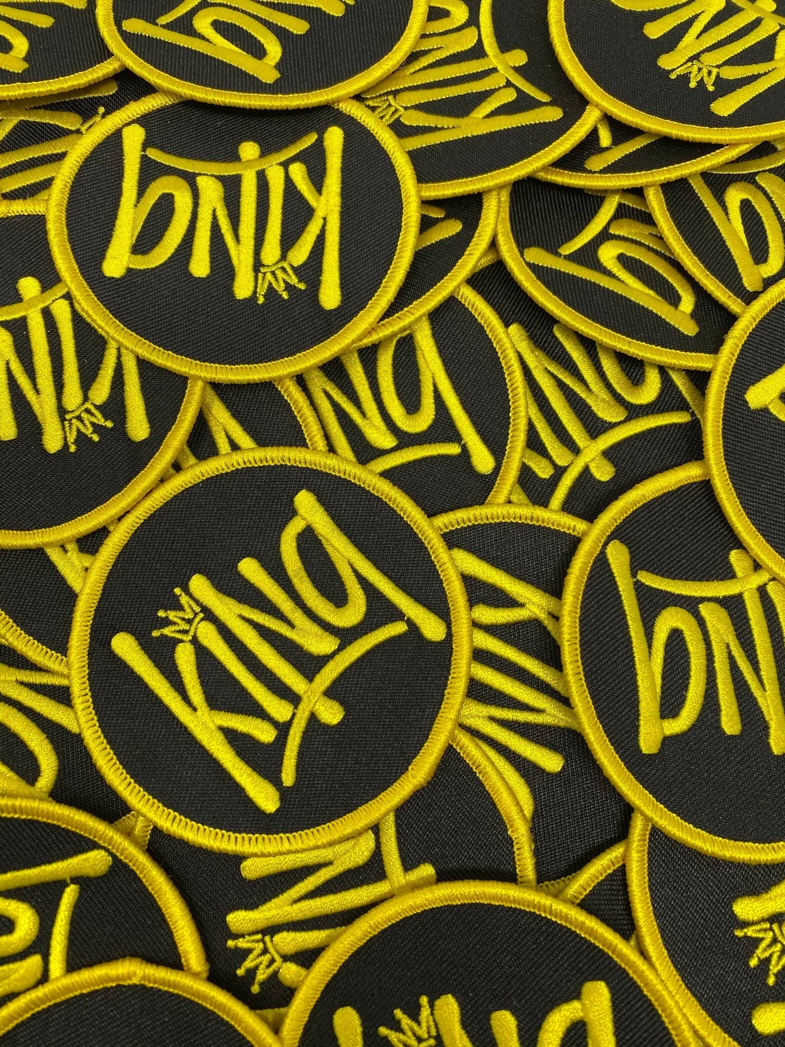 Black & Yellow, 3" Circular "king" Iron-on Embroidered Patch; Patches ...
