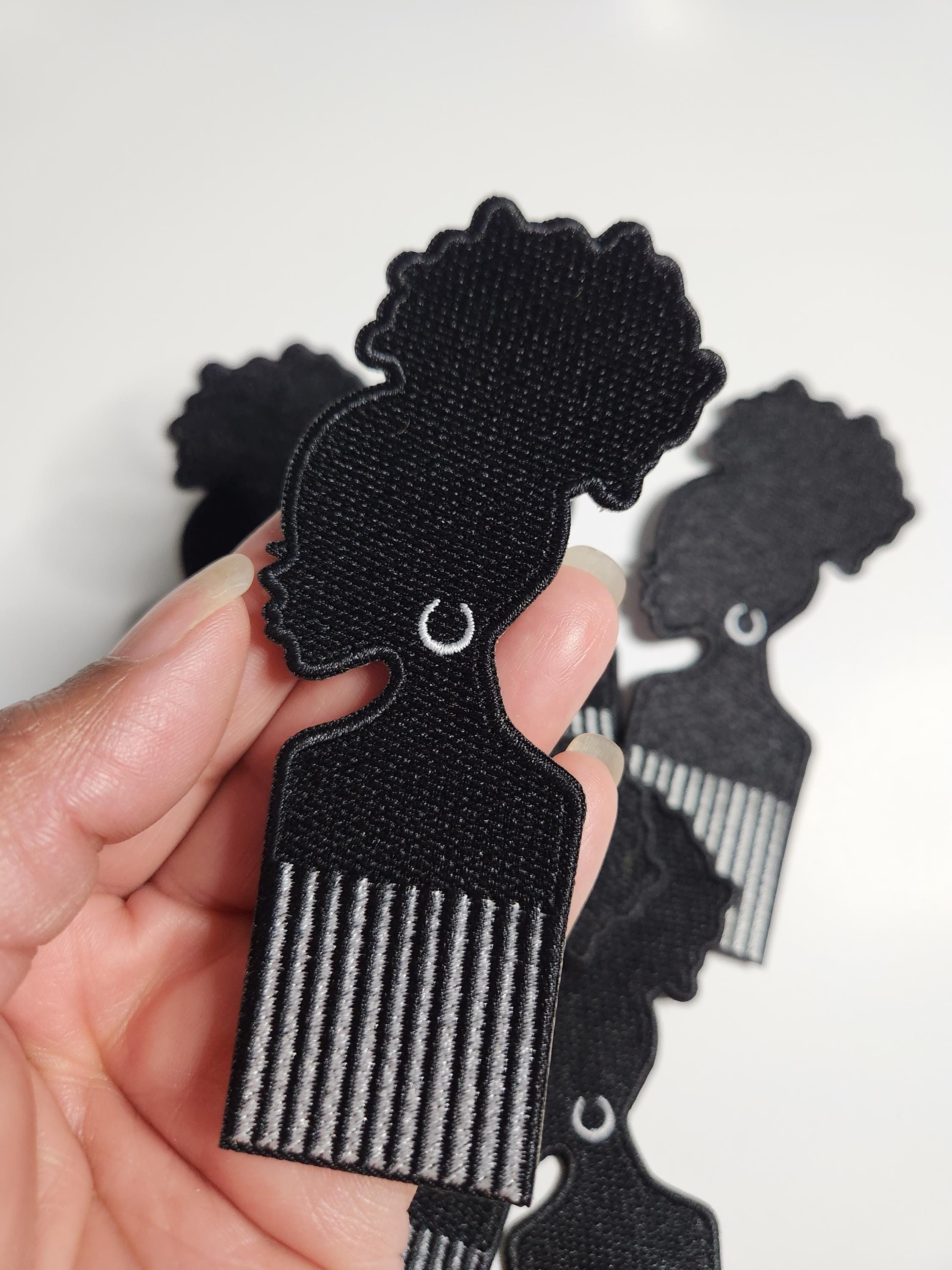 Patch Party Club, "afro Puff Silhouette Pick" Sz 4.5", (1-pc), Iron-on ...