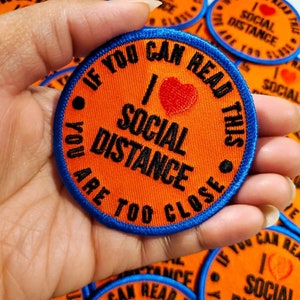 NEW Arrival, "i Love Social Distance" Patches for Masks, Colorful Iron ...