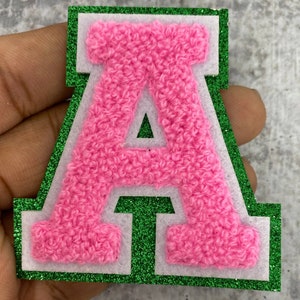 New Arrival, PINK Chenille, Green Glitter, W/ White Felt, Size 2.75 ...