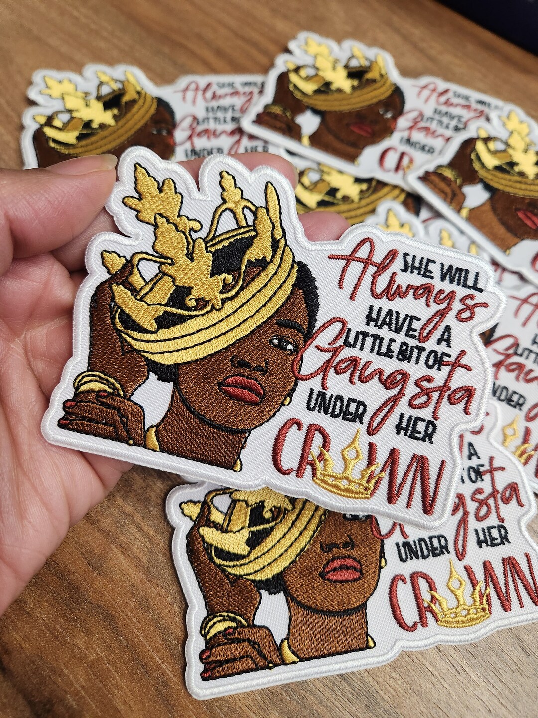 Patch Party Club, "gangsta Under Her Crown," Regal Rebellion Beauty, Size 4", (1-pc) Embroidered ...